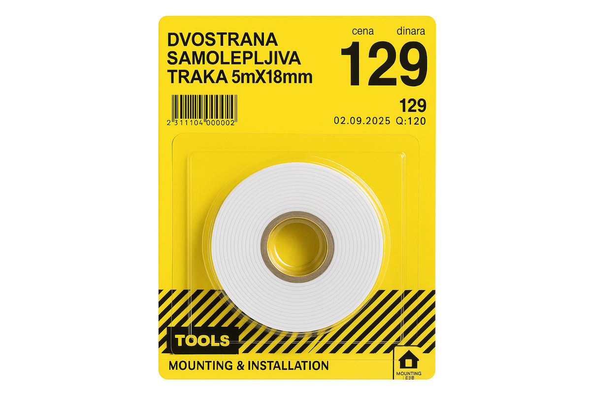 Dvostrana Samolepljiva Traka za Montažu 5mx18mm | Jaka Adhezija – Ali tako